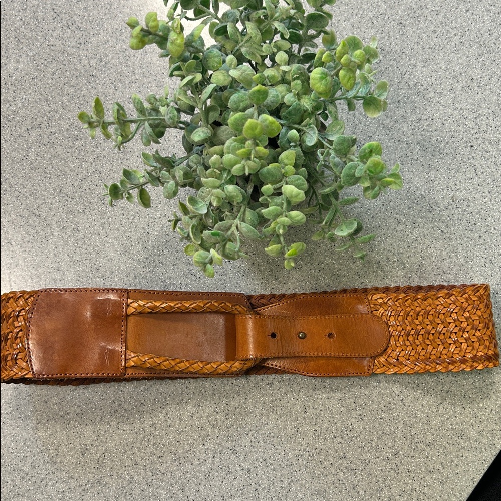 Rare Linea Pelle 1990s Woven Brown Leather Belt - Gem